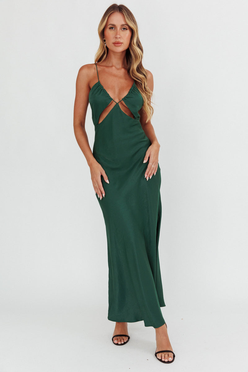 Shop The Casa Nova Cut Out String Dress Emerald