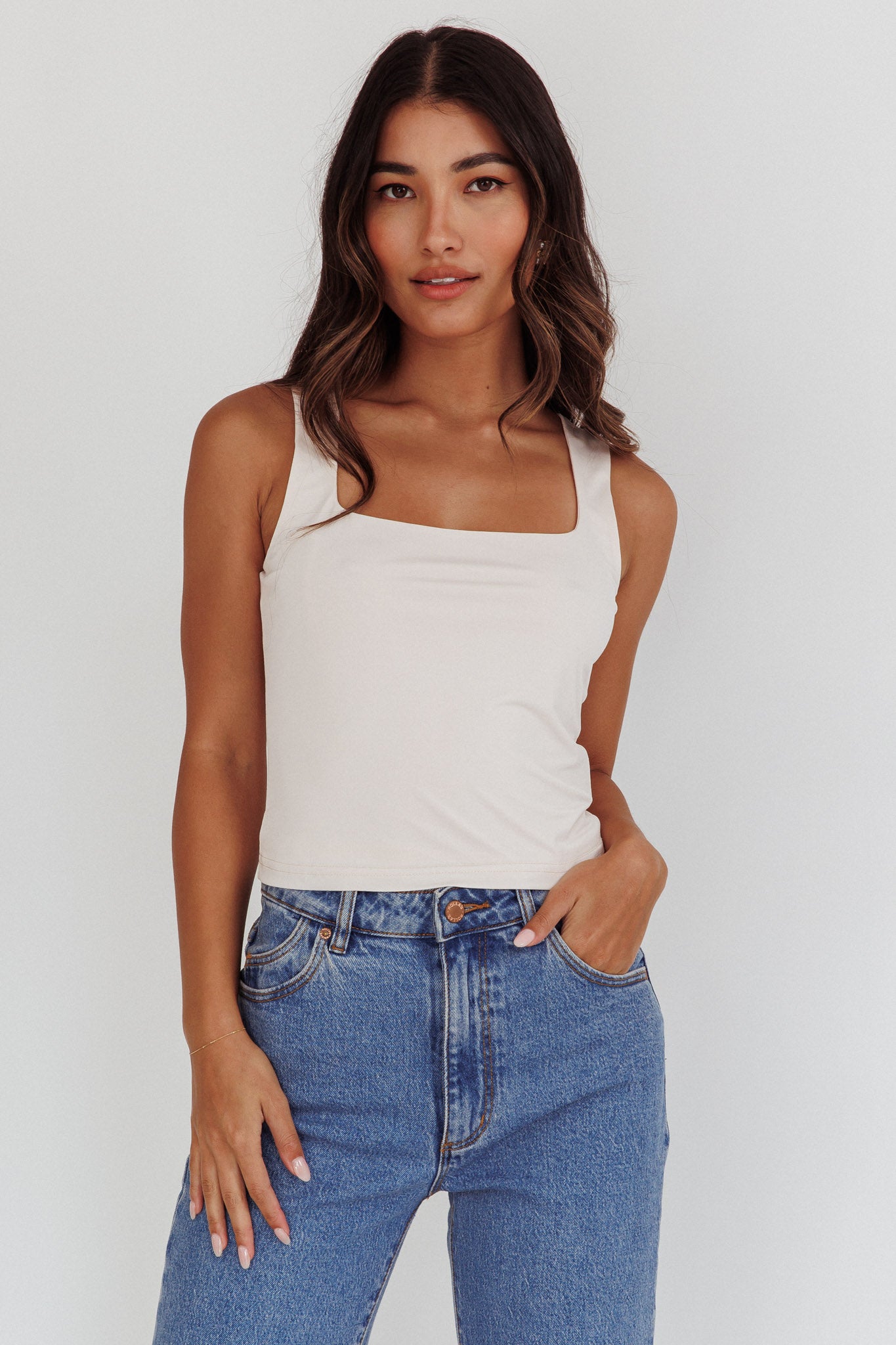 Shop the Tabatha U-Neckline Top Bone | Selfie Leslie Australia