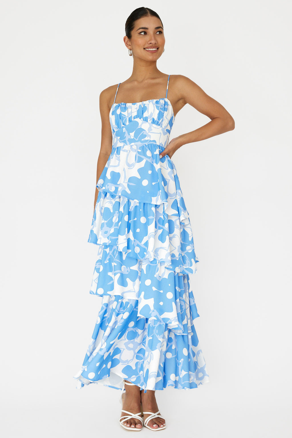 Shop the Hopeful Tiered Layered Maxi Dress Blue