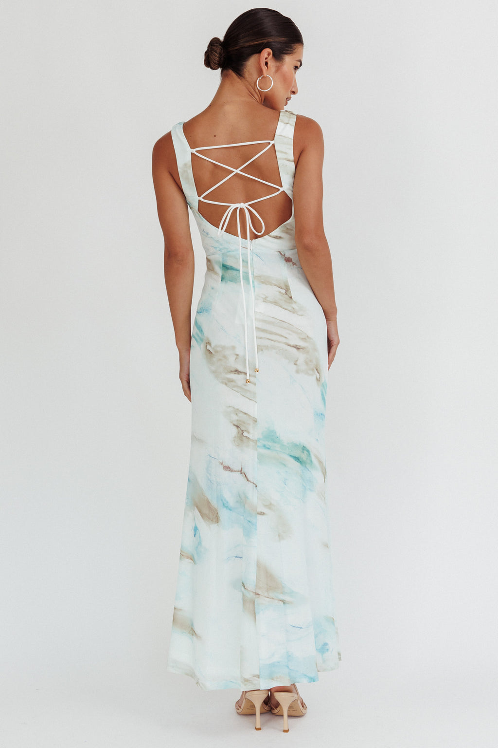 Shop the Jovelle Strappy Back Maxi Dress Marble Blue