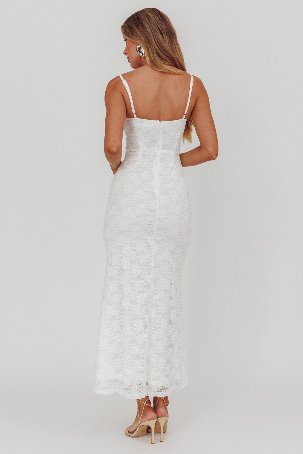 Shop the Passione Tied Bust Lace Maxi Dress White