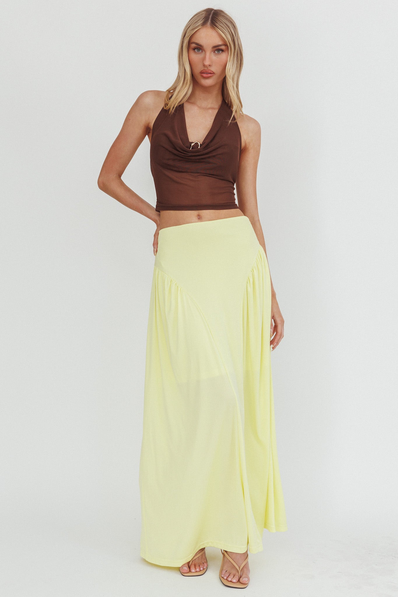 Daysun Gathered Panel Maxi Skirt Butter | Selfie Leslie Australia