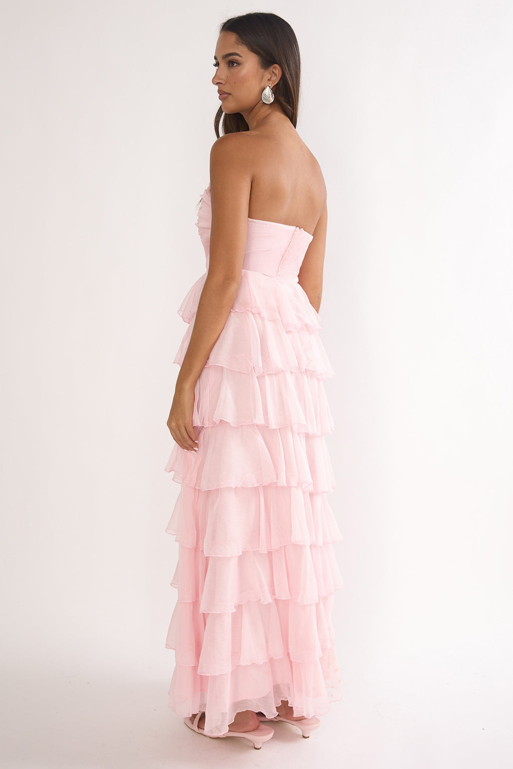 Janelia Layered Frill Maxi Dress Pink | Selfie Leslie Australia