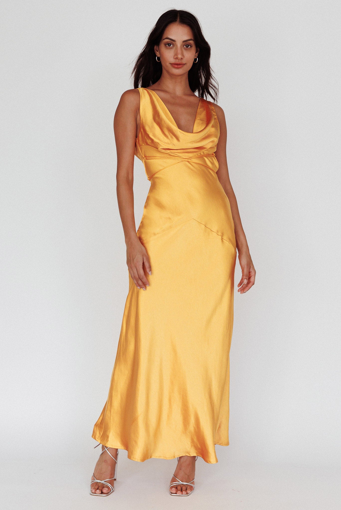 Cassiopeia Open Back String Tie Maxi Dress Mango | Selfie Leslie Australia