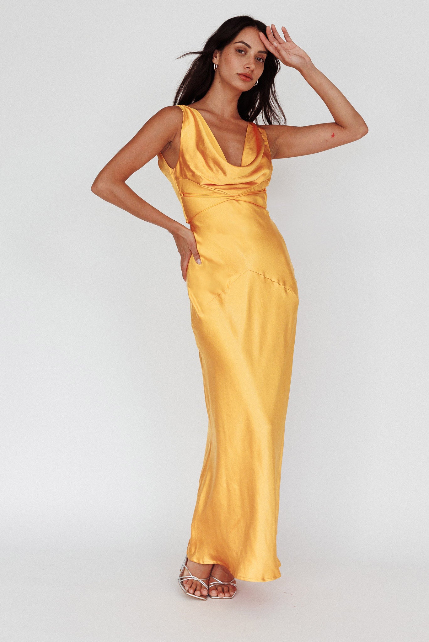 Shop the Cassiopeia Open Back String Tie Maxi Dress Mango