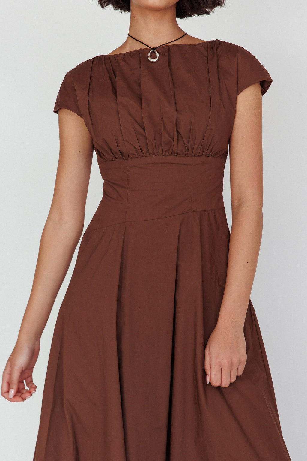 Derry Cap Sleeve A-line Maxi Dress Chocolate– Selfie Leslie Australia