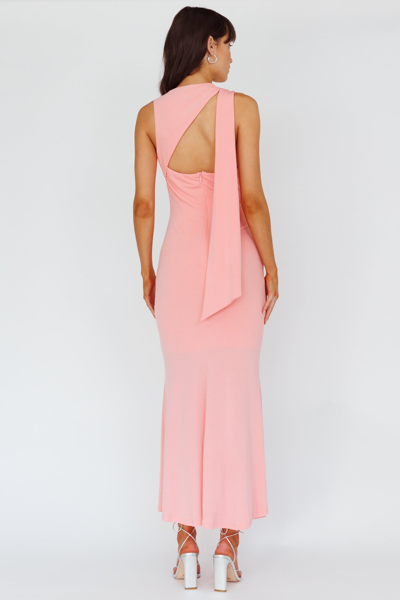 Shop the Karyl Shoulder Sash Midi Dress Apricot