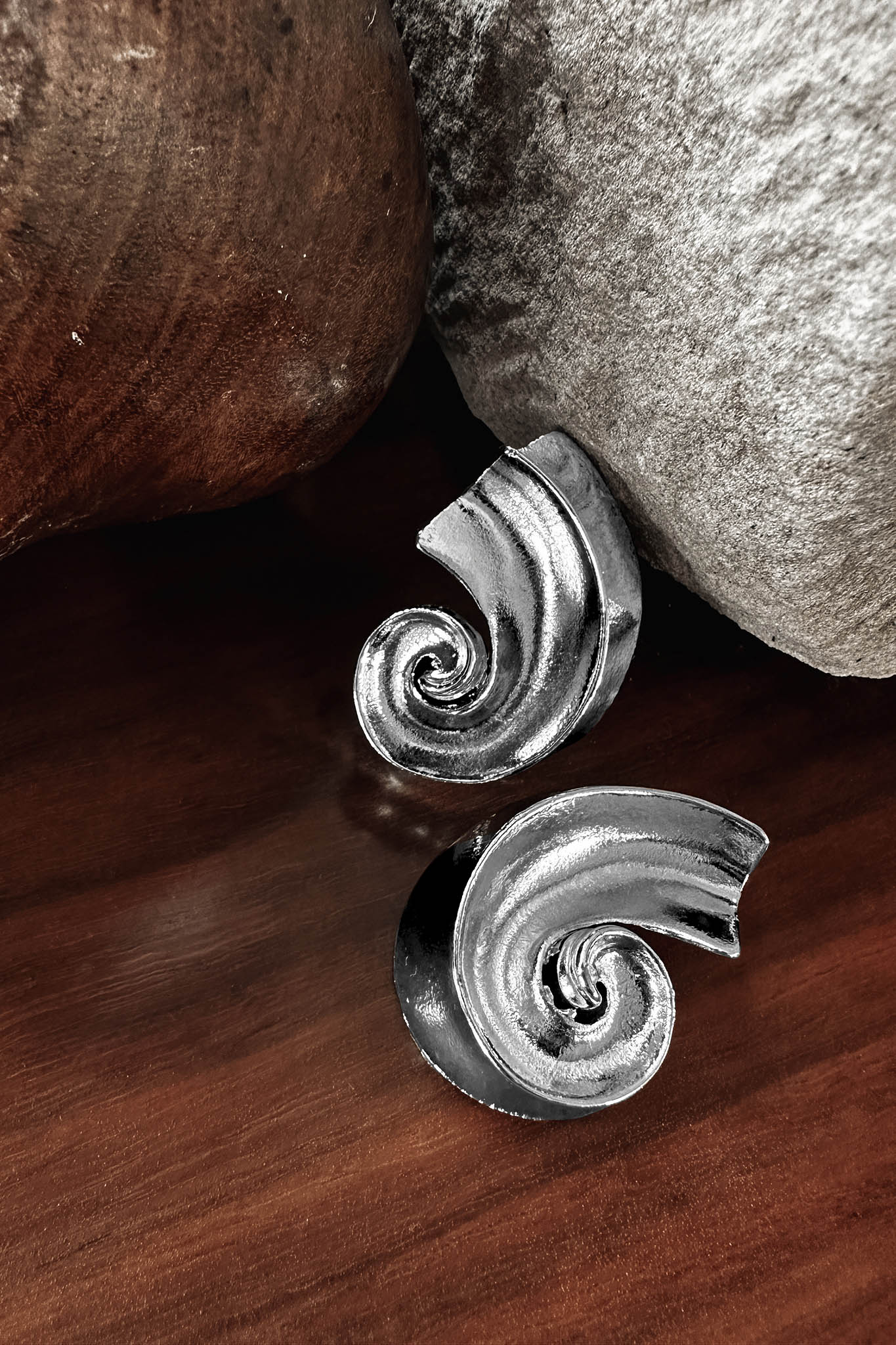 Calypso Spiral Shell Earrings Silver– Selfie Leslie Australia