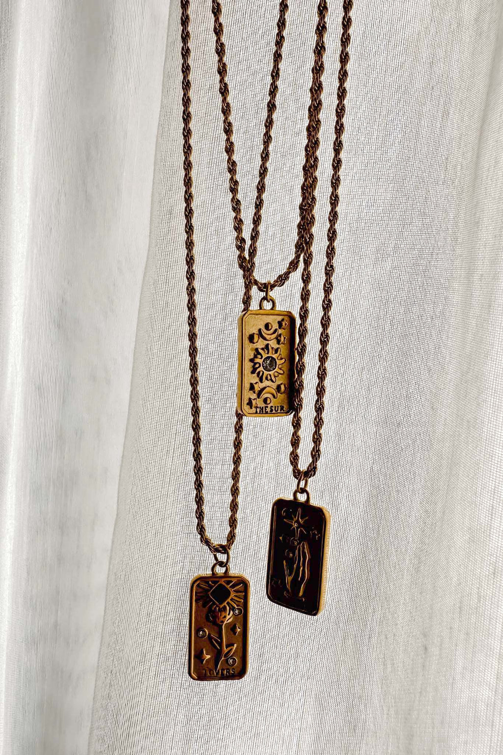 Sol Rope Chain Pendant Necklace Gold– Selfie Leslie Australia