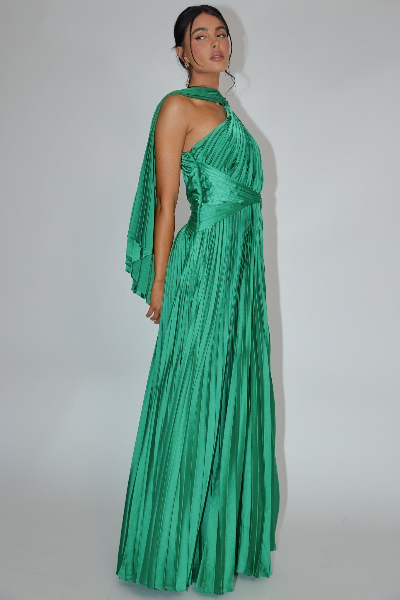 Shop the Laxmi Accordion Pleat Maxi Dress Kelly Green