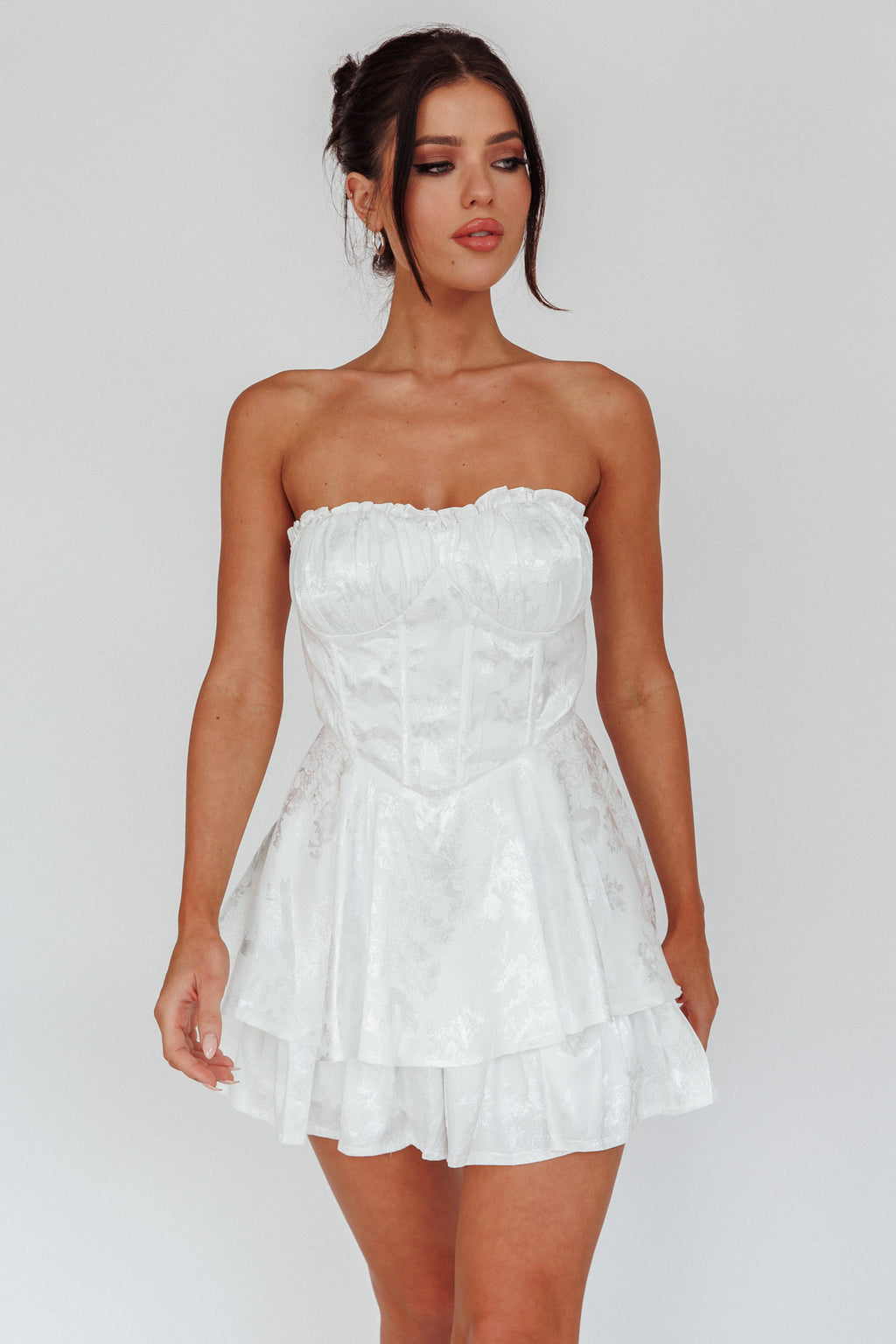 Angel Sky Gathered Bust Romper Ivory | Selfie Leslie Australia