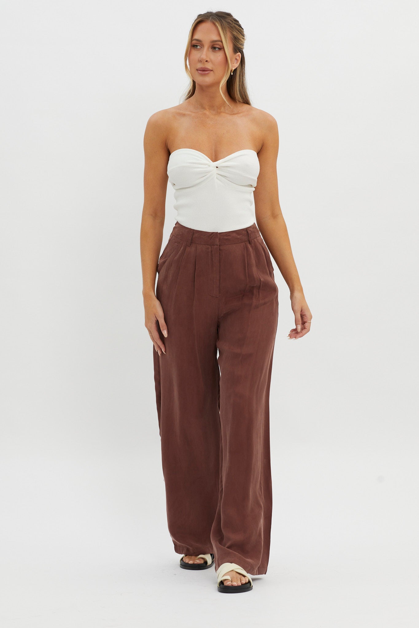 Dodie Straight Leg Trouser Pants Choco– Selfie Leslie Australia