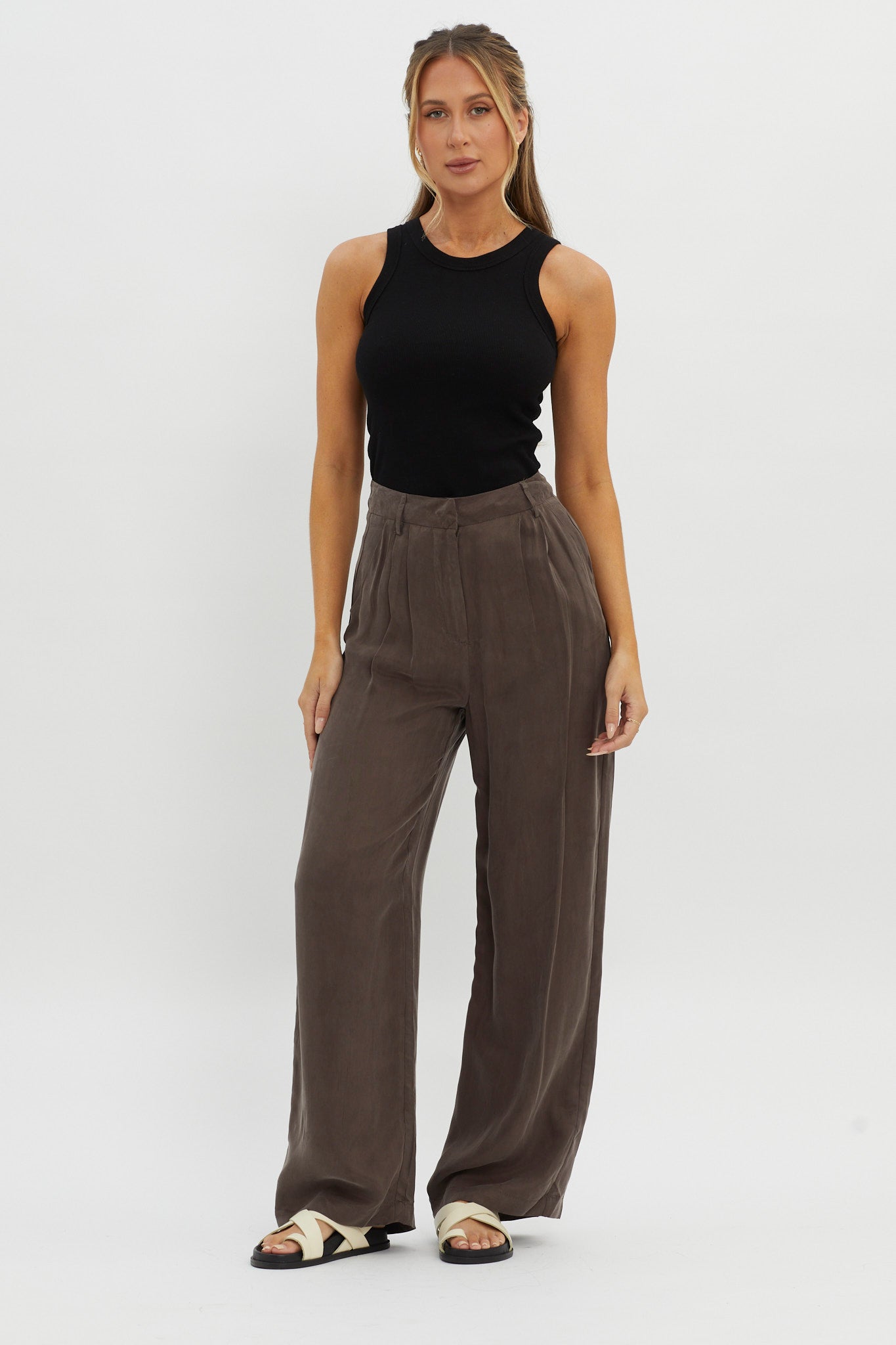 Dodie Straight Leg Trouser Pants Warm Grey– Selfie Leslie Australia
