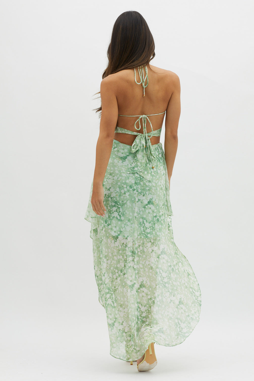 Samia Cut-Out Halterneck Midi Dress Print Green– Selfie Leslie Australia