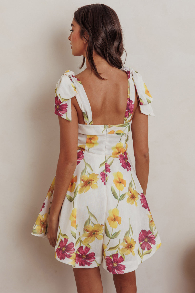 Shop the Jeanie Tied Shoulder Mini Dress Flower Purple