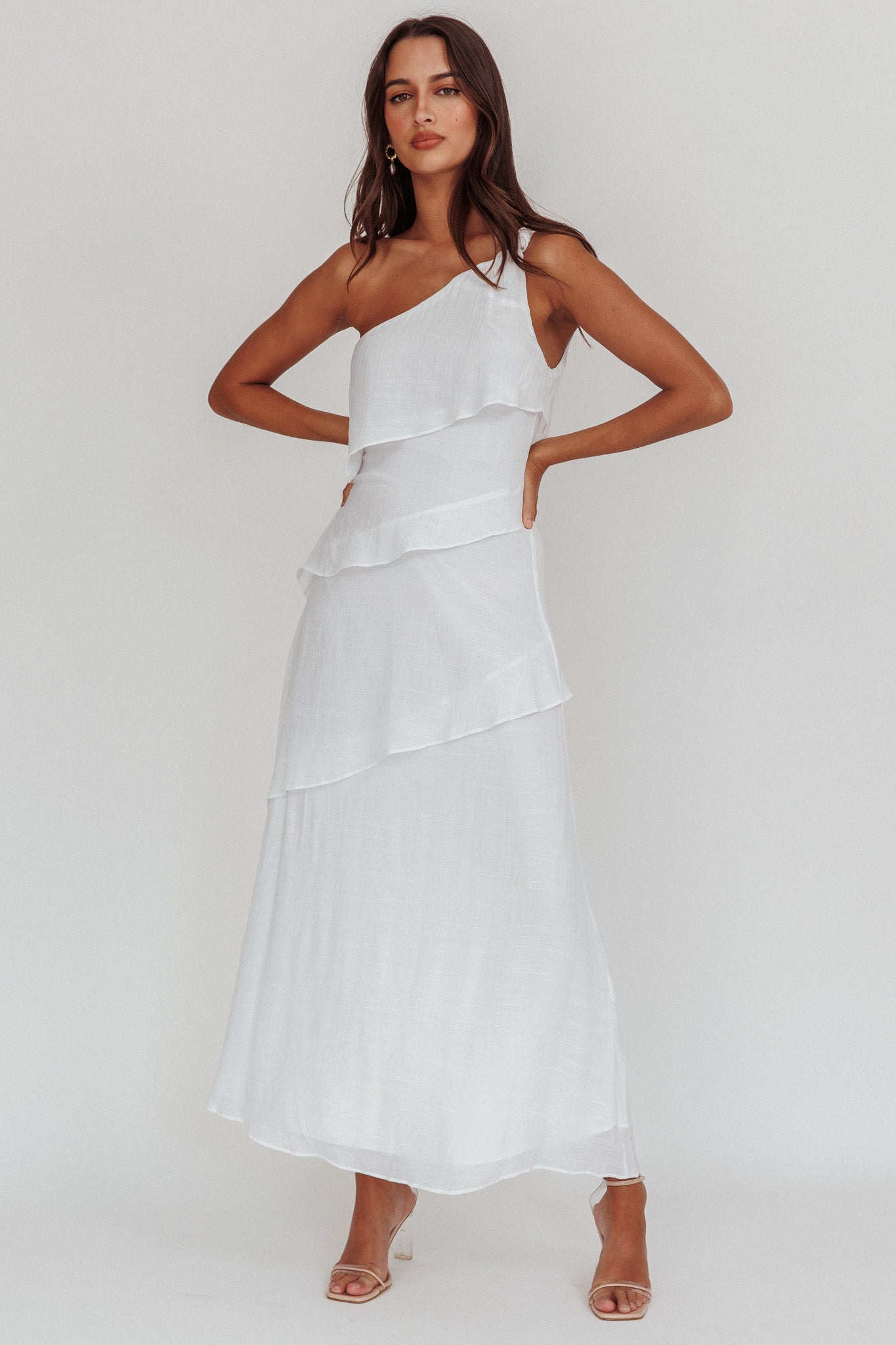 Shop the Delwyn One-Shoulder Maxi Dress White | Selfie Leslie Australia