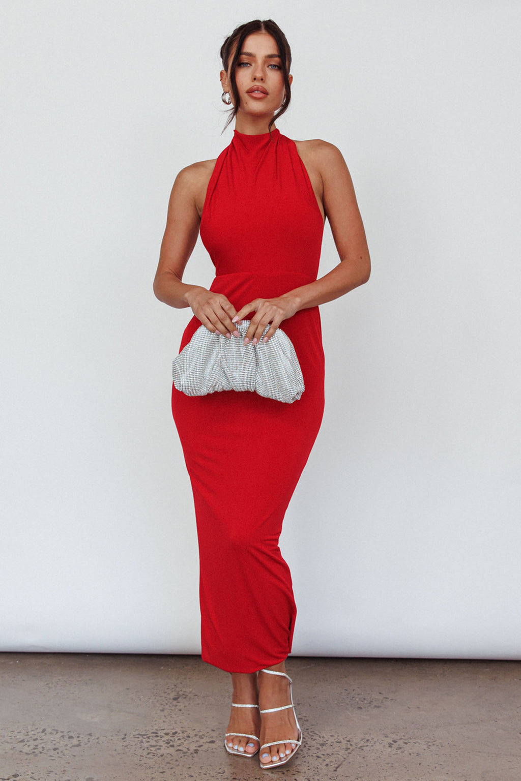 Caden Backless Halterneck Dress Red | Selfie Leslie Australia