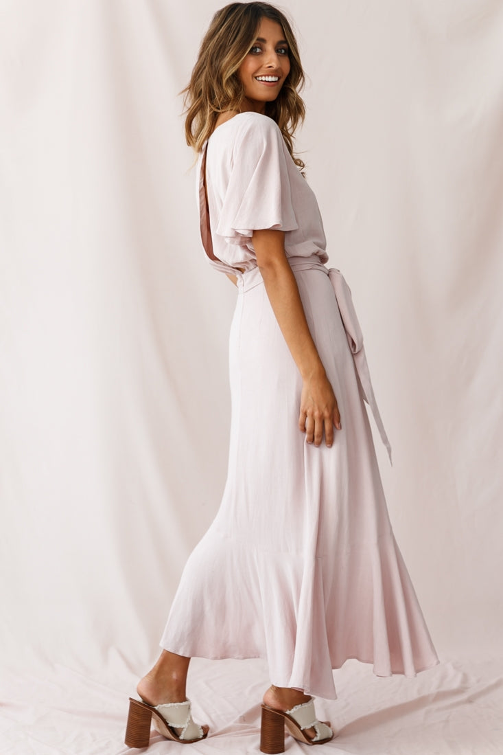 Shop the Friday Surplice Neckline Front Split Maxi Dress Mauve