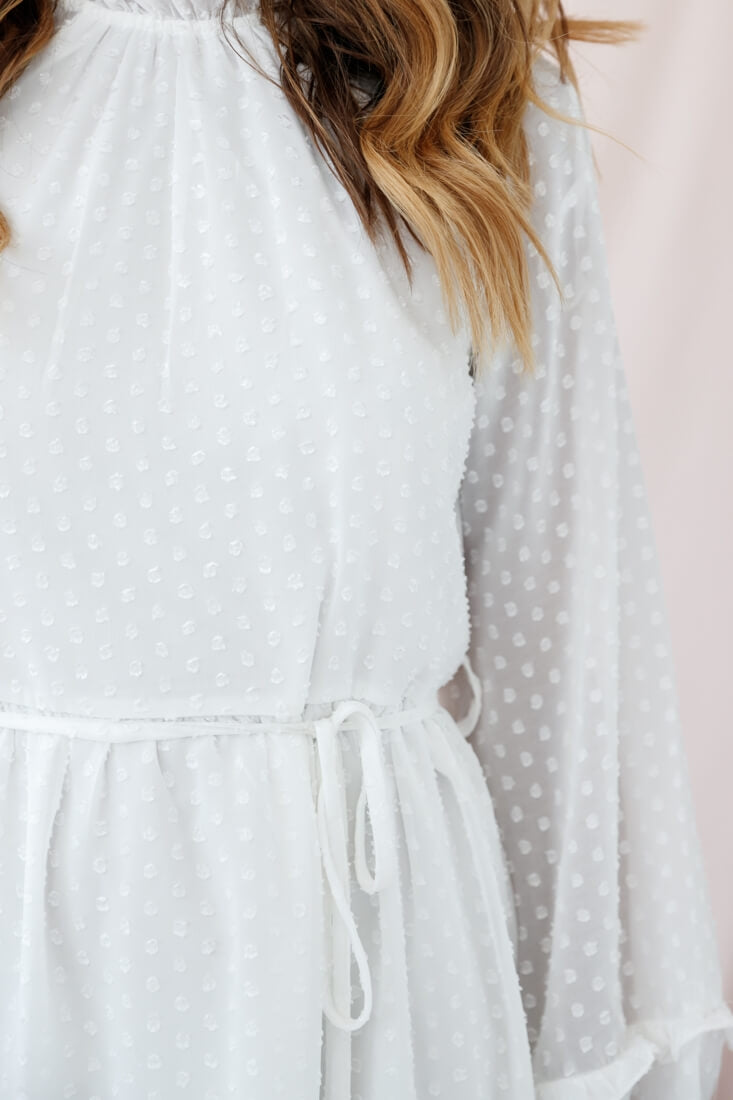 Shop the Tracee Open Back Ruffled Hemline Dress White Tall | Selfie ...