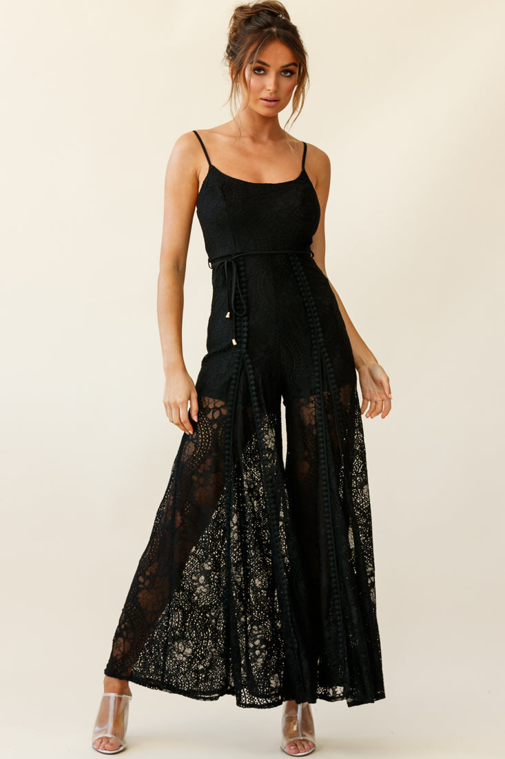 Shop the Palm Springs Lace Jumpsuit Black | Selfie Leslie Australia