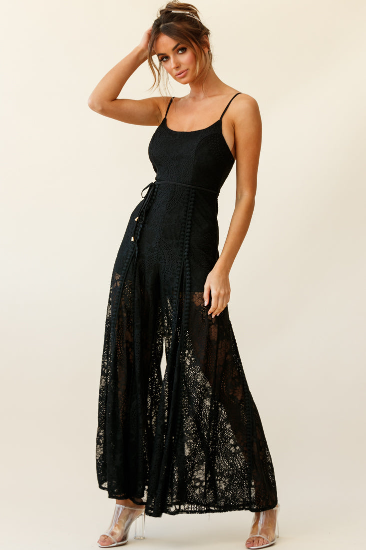 Shop the Palm Springs Lace Jumpsuit Black | Selfie Leslie Australia