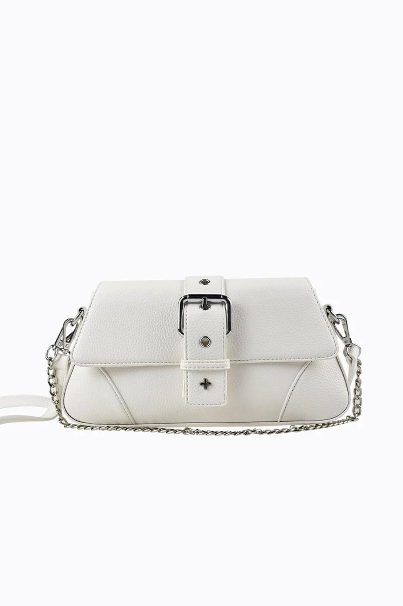 Shop the Peta And Jain Maddy Buckle Shoulder Bag Chain White | Selfie ...