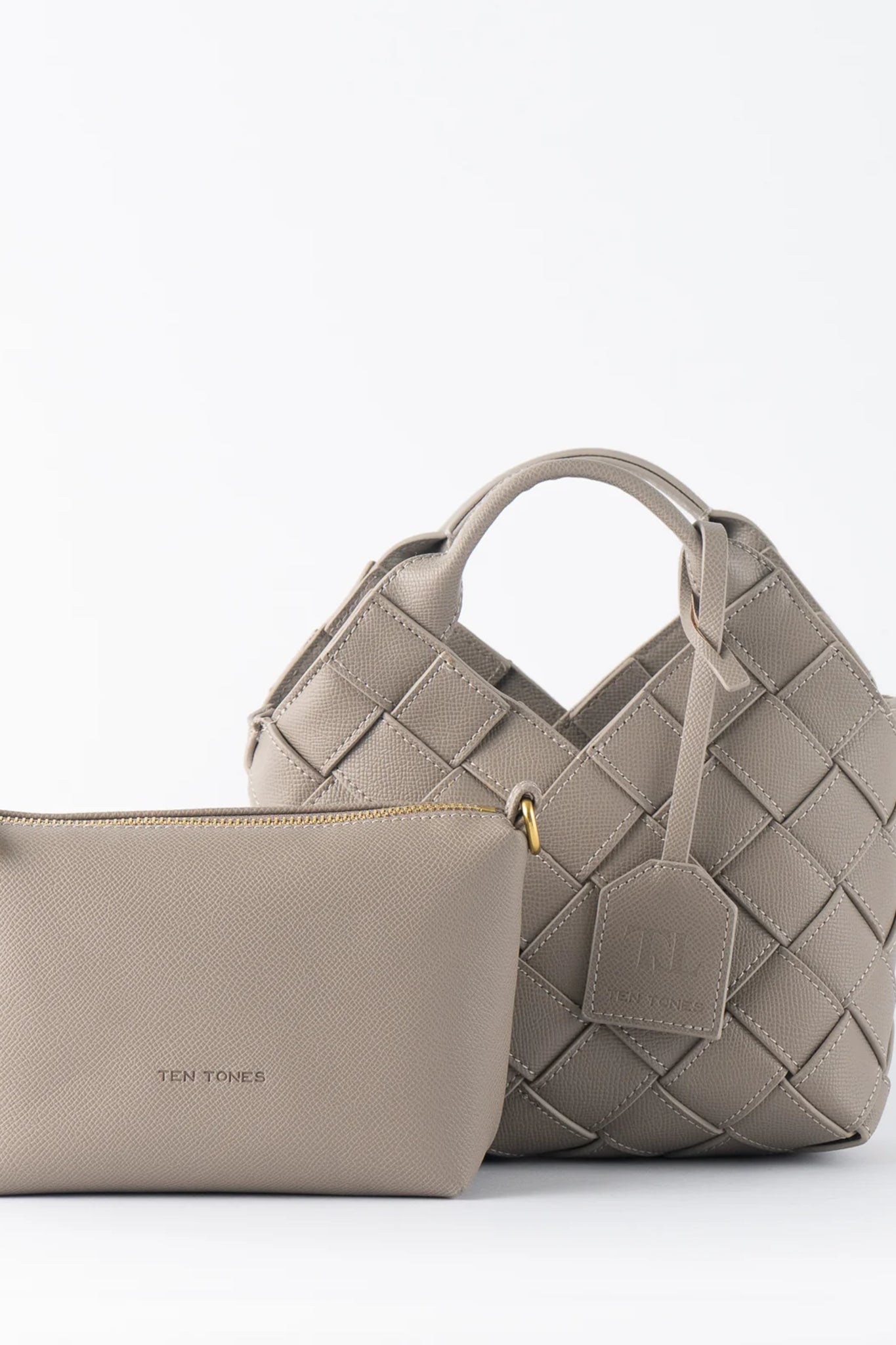 Shop the TEN TONES Clementine Woven Mini Tote Beige