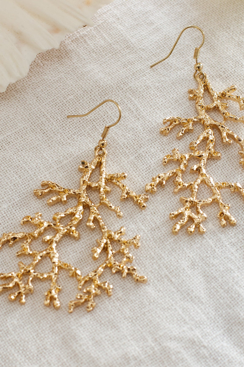 Shop the Orli Coral Design Earrings Gold