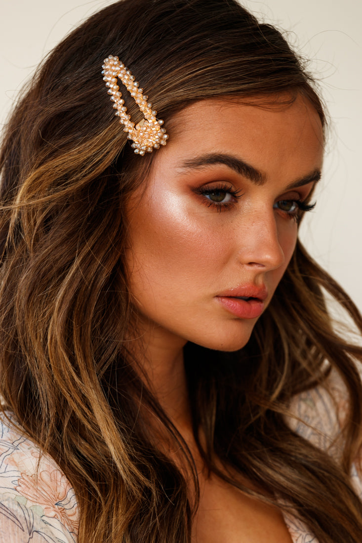 Tilly Beaded Oversized Barrette Champagne | Selfie Leslie Australia