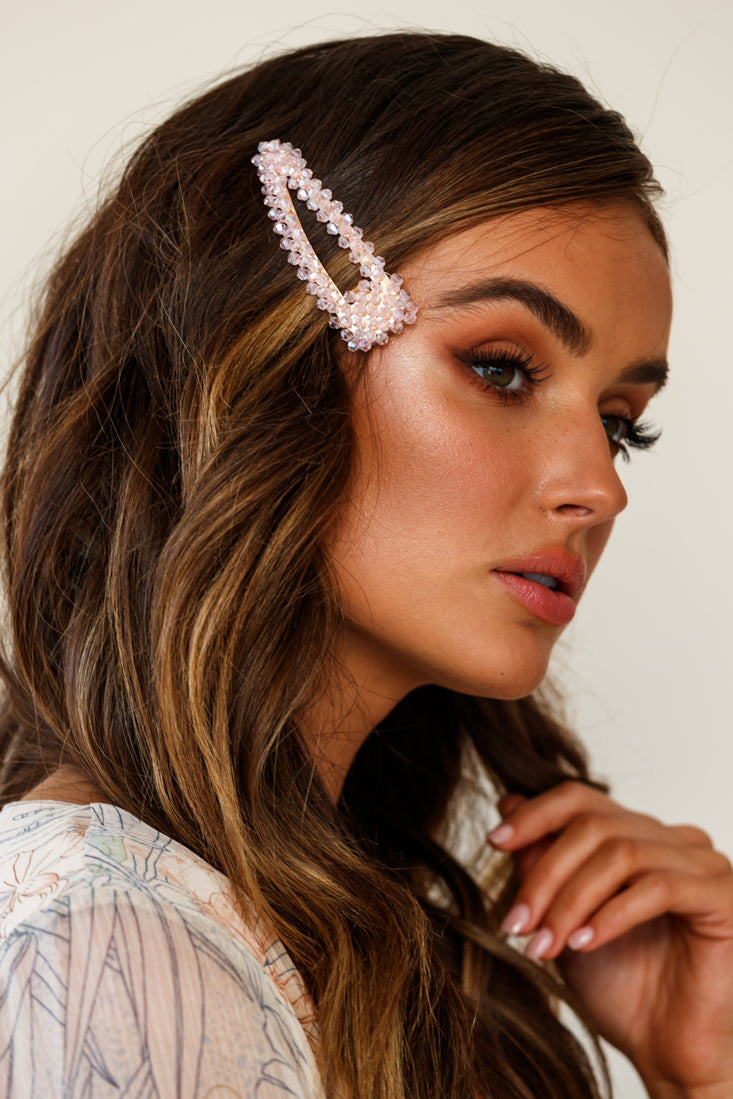Tilly Beaded Oversized Barrette Pink– Selfie Leslie Australia