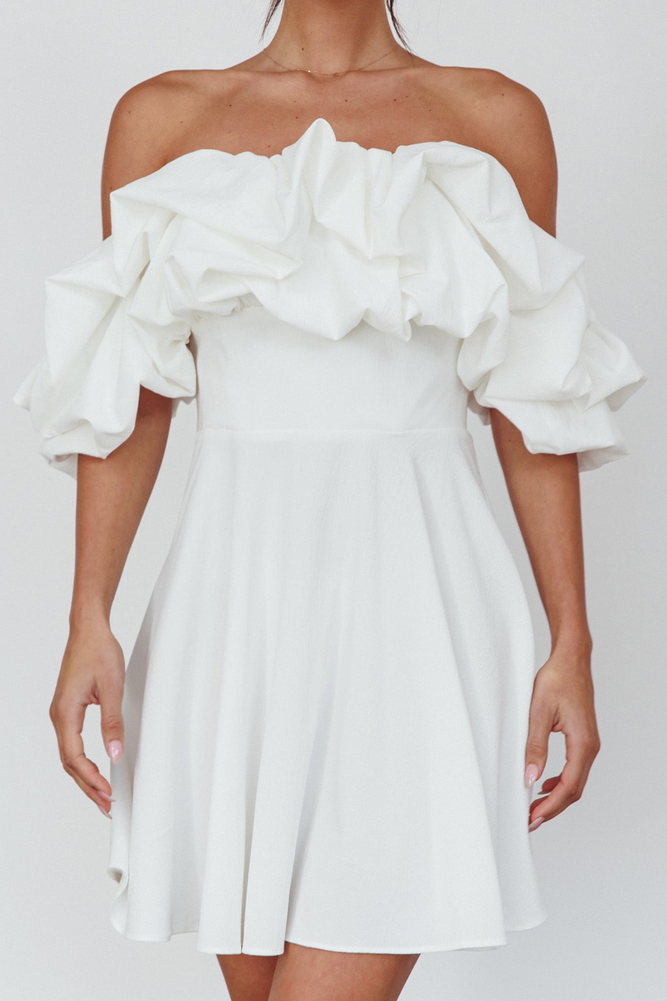 Shop the Kailynn Off-Shoulder A-Line Mini Dress White