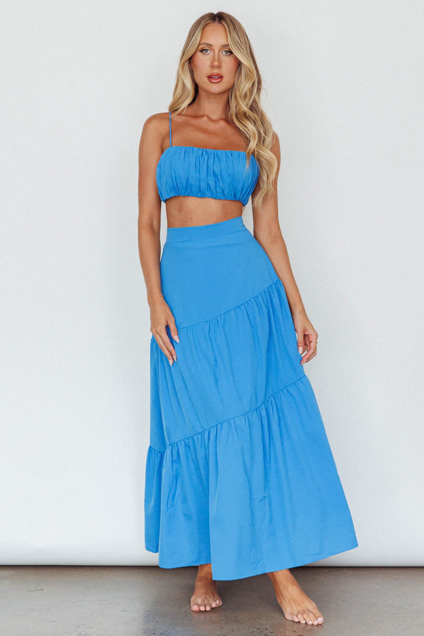 Shop the Bondi Waist Tie Maxi Skirt Sapphire