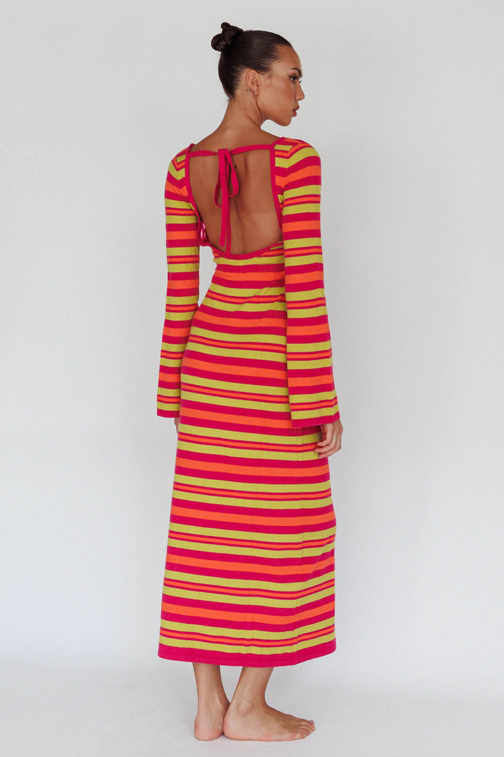 Jozie Long Sleeve Maxi Dress Stripe Orange | Selfie Leslie Australia