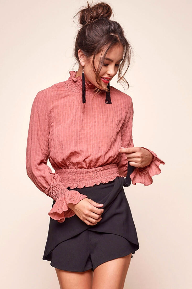 Shop the Nicole Cropped Puffy Top Rose